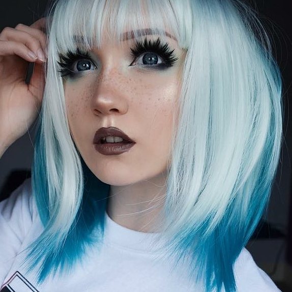 Blue dip dye straight bob wig | Skye by Lush Wigs UK