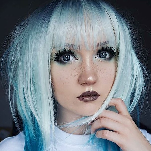 Blue dip dye straight bob wig | Skye by Lush Wigs UK