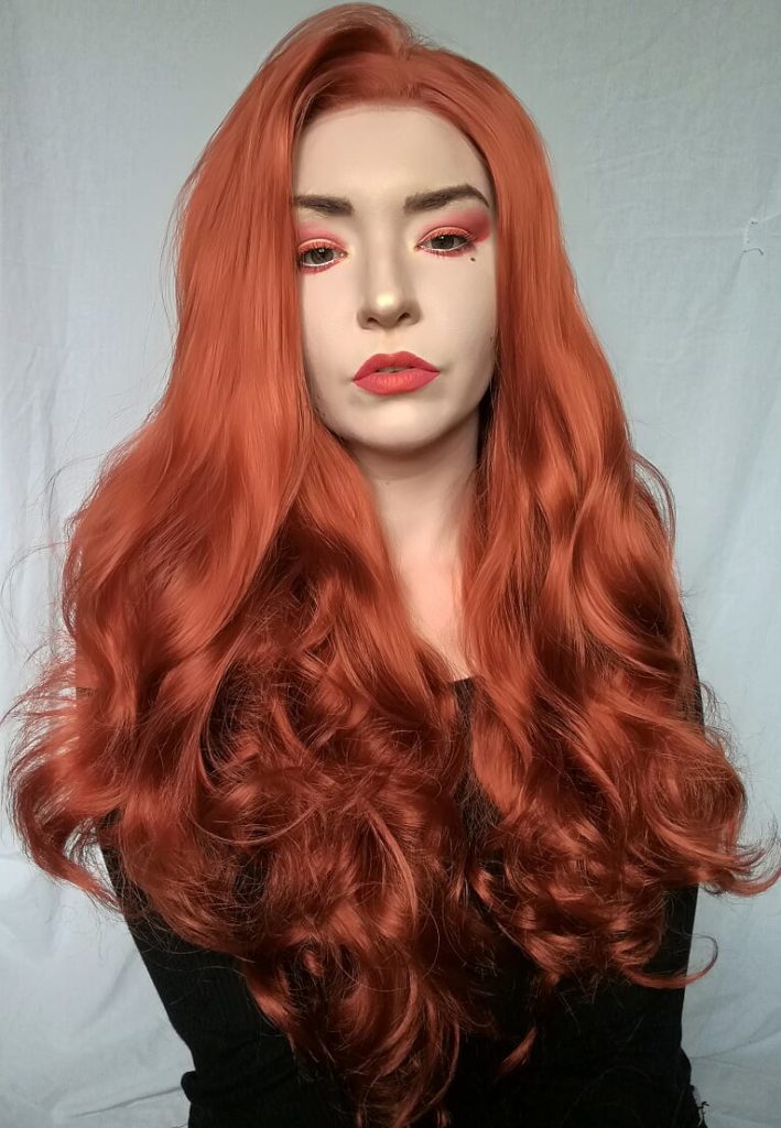 Orange red long curly lace front wig | Chilli by Lush Wigs UK