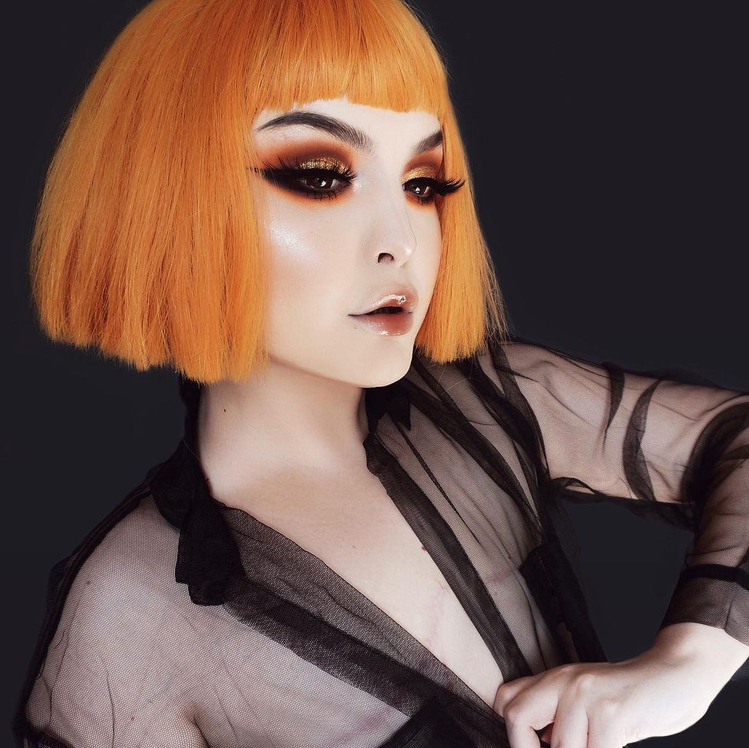 Bright orange yellow choppy bob wig | Azul by Lush Wigs UK