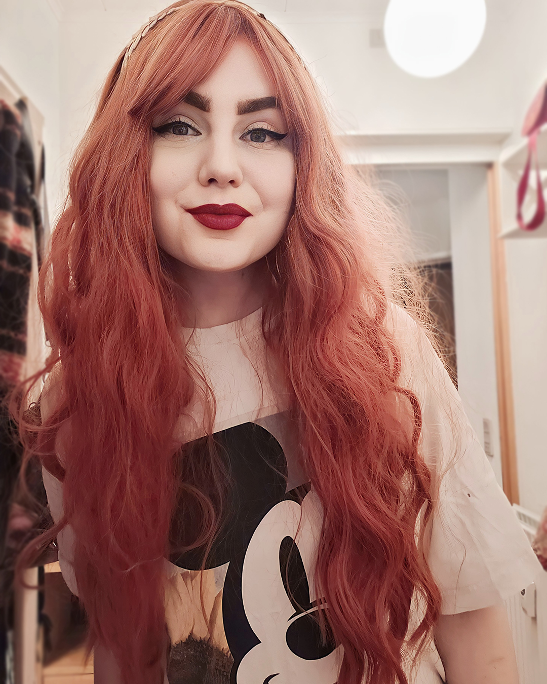 Auburn natural long wavy wig with bangs | Alba by Lush Wigs UK