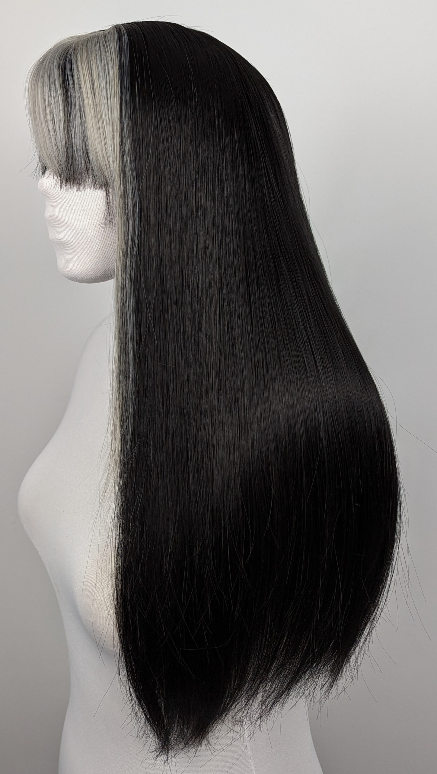 Black and grey straight long length wig with bangs | Billie by Lush Wigs UK